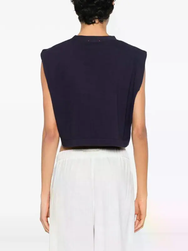 FORTE_FORTE Embroidered Sleeveless T-shirt - Blue