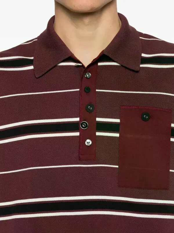 Undercover Striped Chest-pocket Polo Shirt - Red
