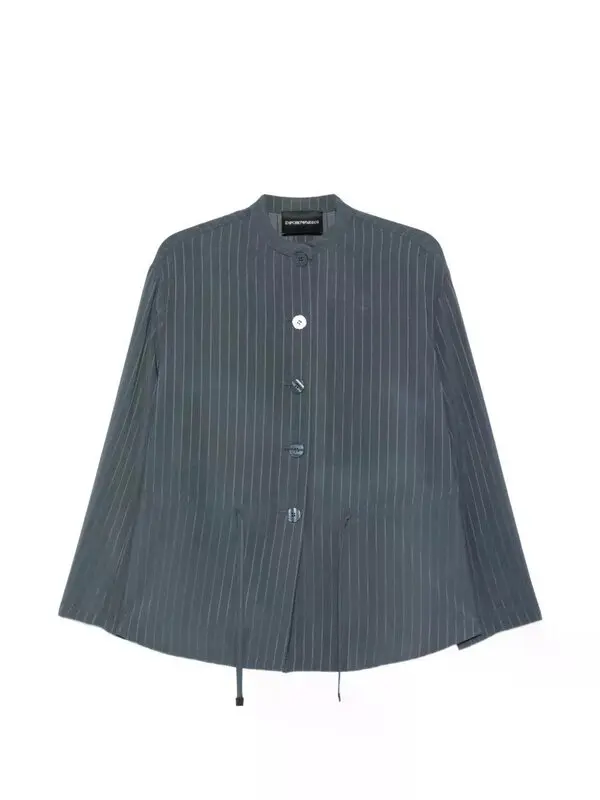 Emporio Armani Pinstripe Button-up Jacket - Blue
