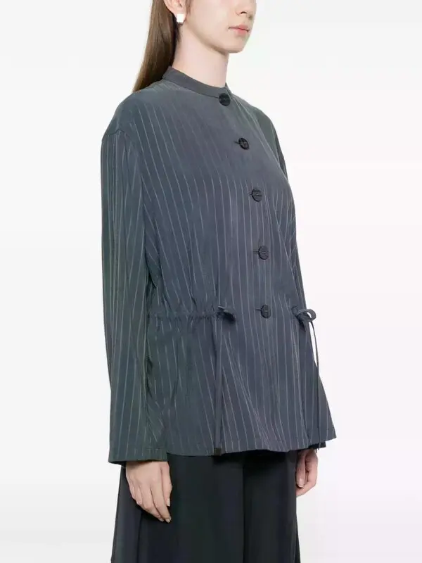 Emporio Armani Pinstripe Button-up Jacket - Blue