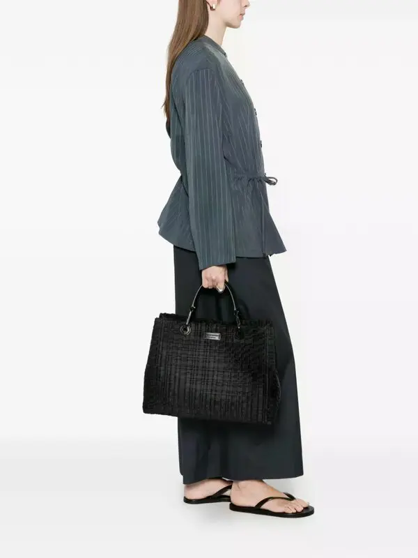 Emporio Armani Woven Top-handle Tote Bag - Black