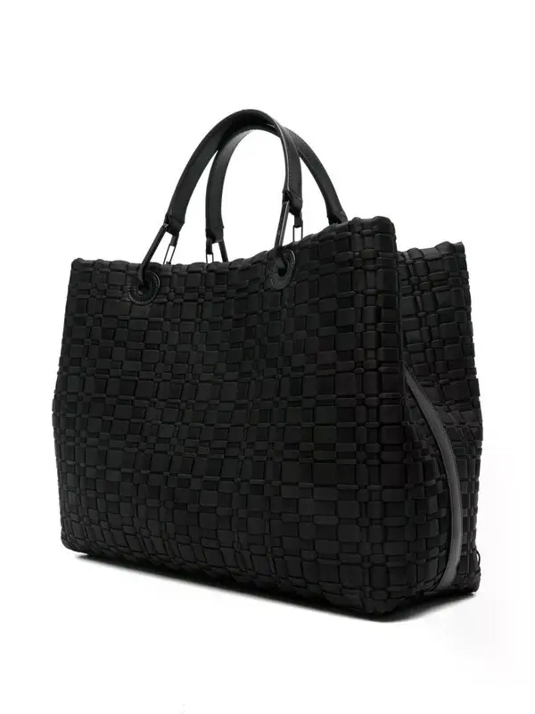 Emporio Armani Woven Top-handle Tote Bag - Black