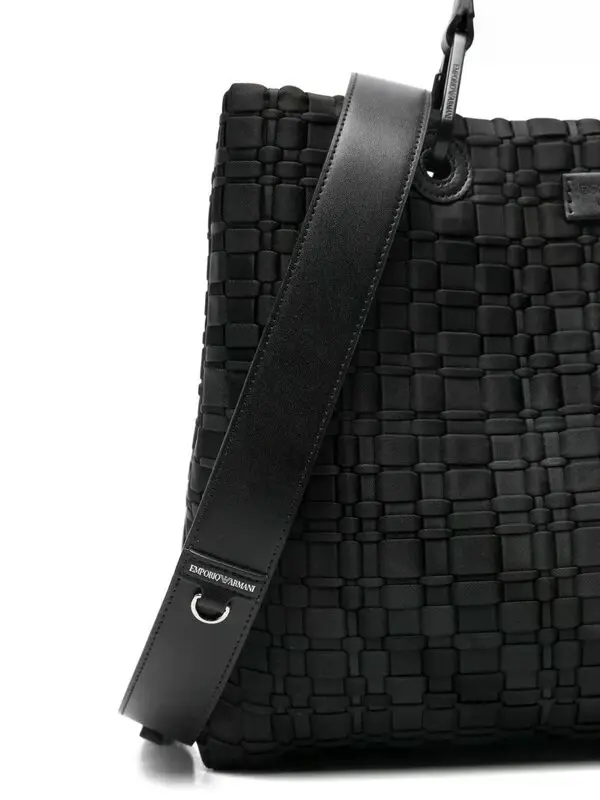 Emporio Armani Woven Top-handle Tote Bag - Black