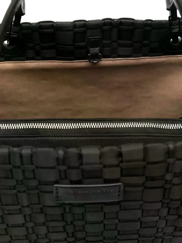 Emporio Armani Woven Top-handle Tote Bag - Black