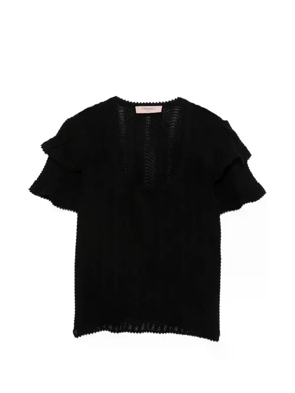 TWINSET Fitted Jumper With Ruffle Sleeves