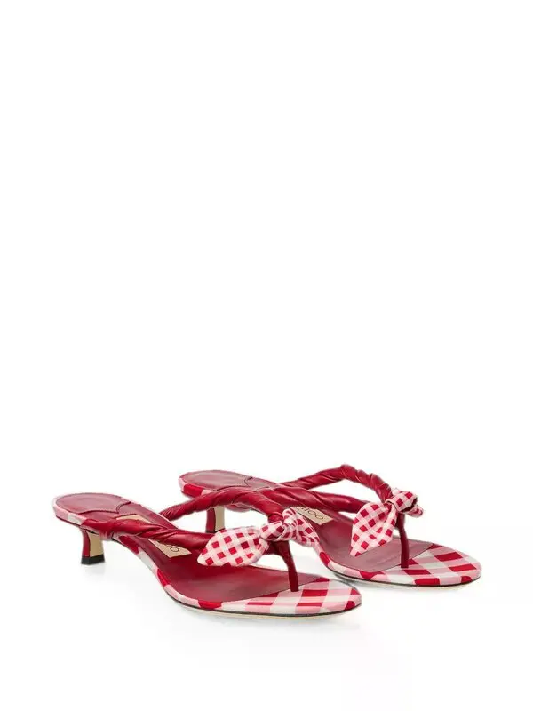 JIMMY CHOO Liss Gingham Cotton Mule Sandals - Red