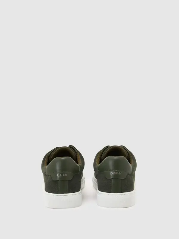 REISS Emil Suede Slip-on Trainers - Pine Green