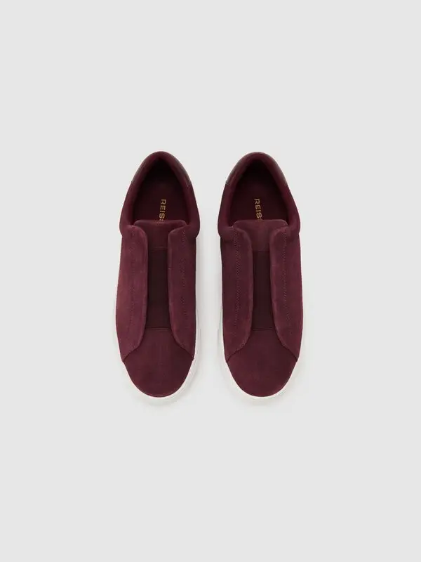 REISS Emil Suede Slip-on Trainers