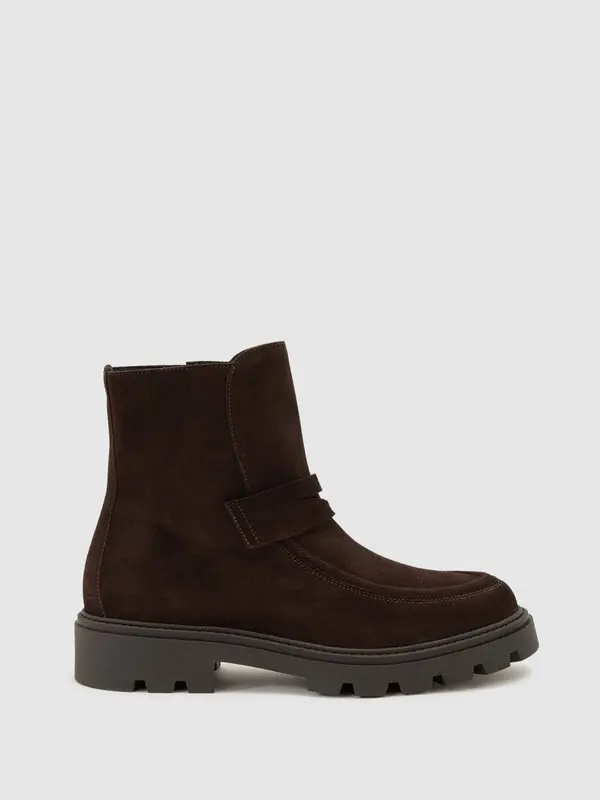 REISS Talia Suede Loafer Ankle Boots