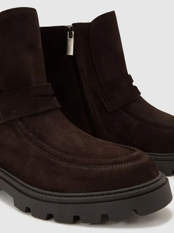 REISS Talia Suede Loafer Ankle Boots