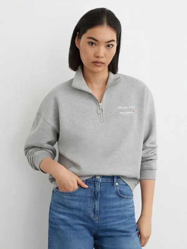 REISS X Mclaren Racing Half-zip Sweatshirt - Grey Melange