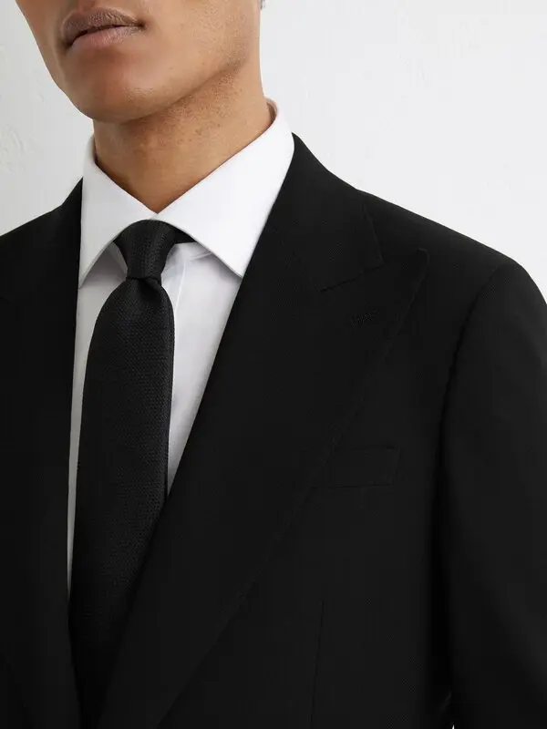 REISS Sb Belmont Tailored Fit Single-breasted Textured Suit Blazer With Wool - Black