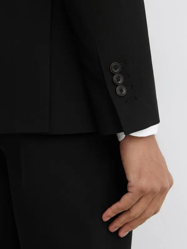REISS Sb Belmont Tailored Fit Single-breasted Textured Suit Blazer With Wool - Black