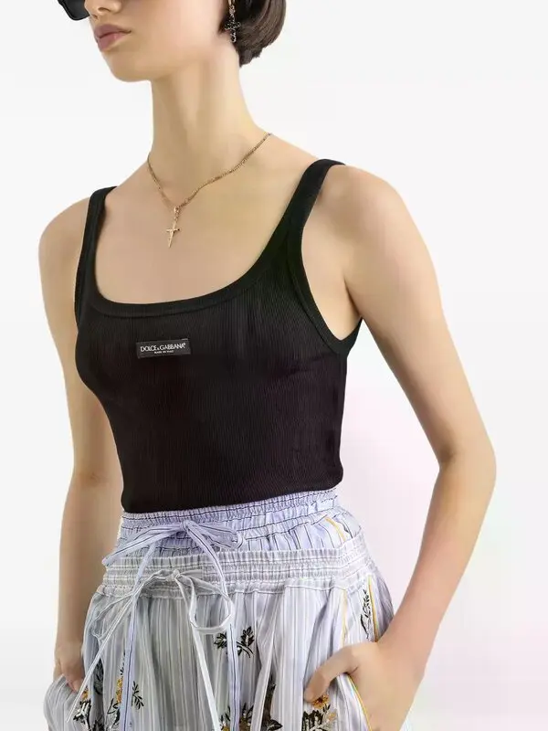 Dolce & Gabbana Ribbed Tank Top - Black
