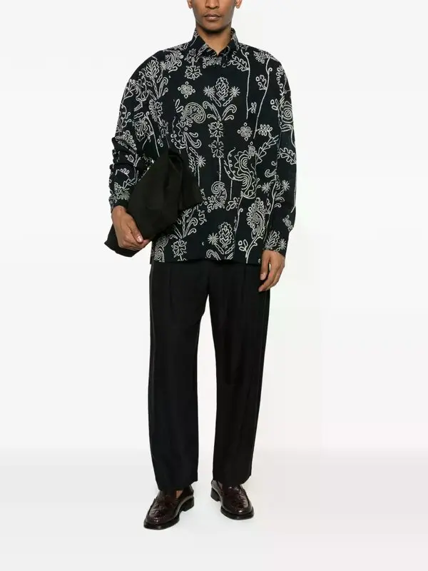 Giorgio Armani Floral-pattern Shirt - Black