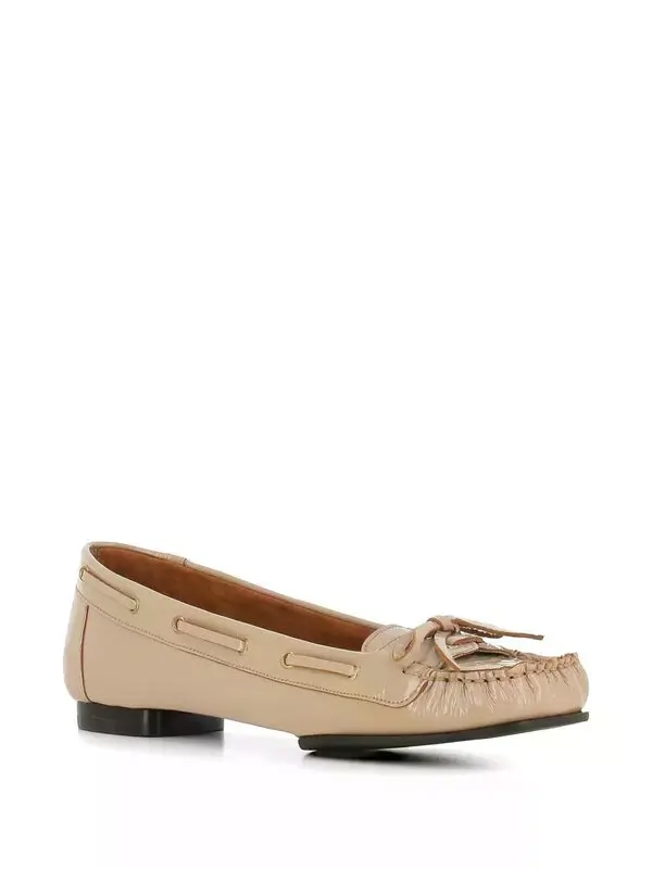 DEL CARLO Bow Detail Loafers - Neutrals