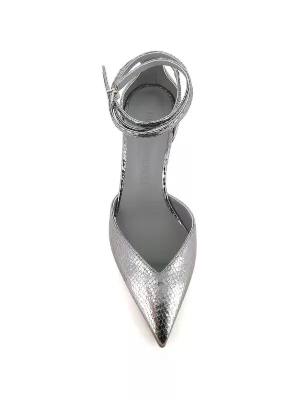 SERGIO LEVANTESI Ankle Strap Pointed Pumps - Silver