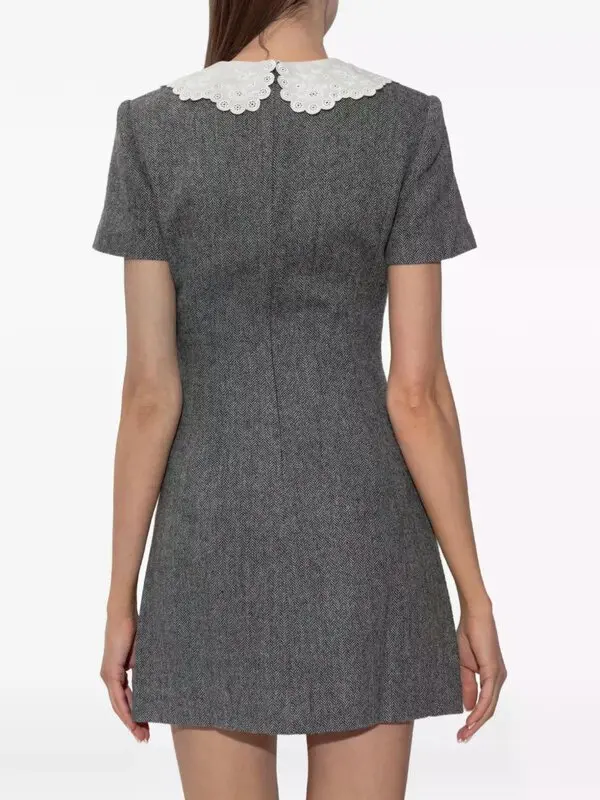 SELF-PORTRAIT Herringbone Lace Collar Mini Dress