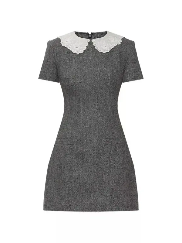 SELF-PORTRAIT Herringbone Lace Collar Mini Dress