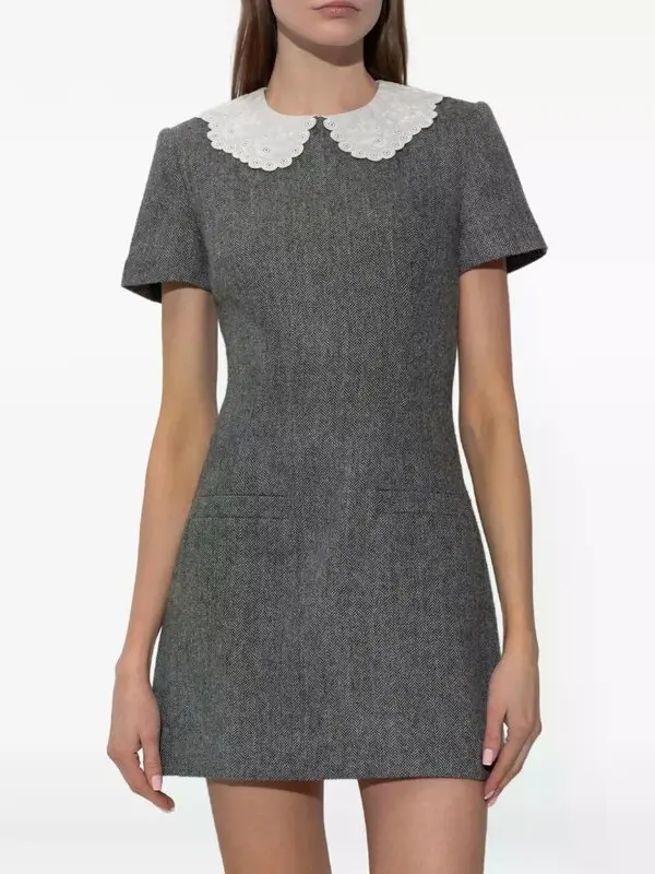 SELF-PORTRAIT Herringbone Lace Collar Mini Dress
