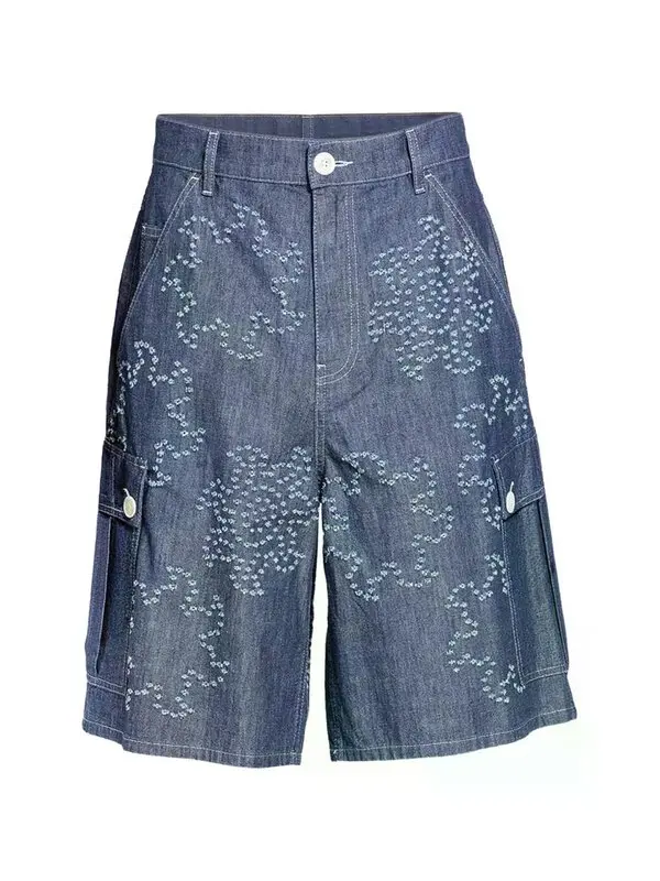 Marni Embroidered Denim Shorts - Blue