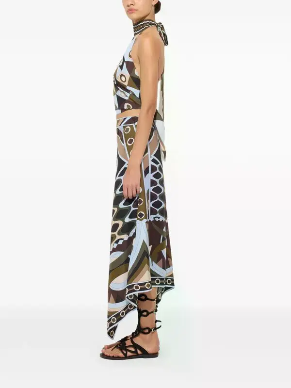Emilio Pucci Vivara-print Silk Scarf Skirt - Brown