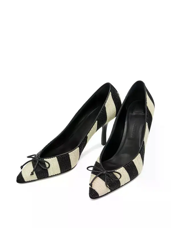 Jacquemus Striped Bow Pumps - Black