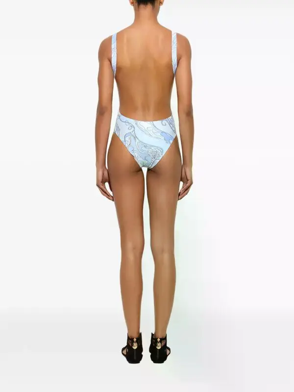 Emilio Pucci Orchidee-print Swimsuit - Blue | Editorialist
