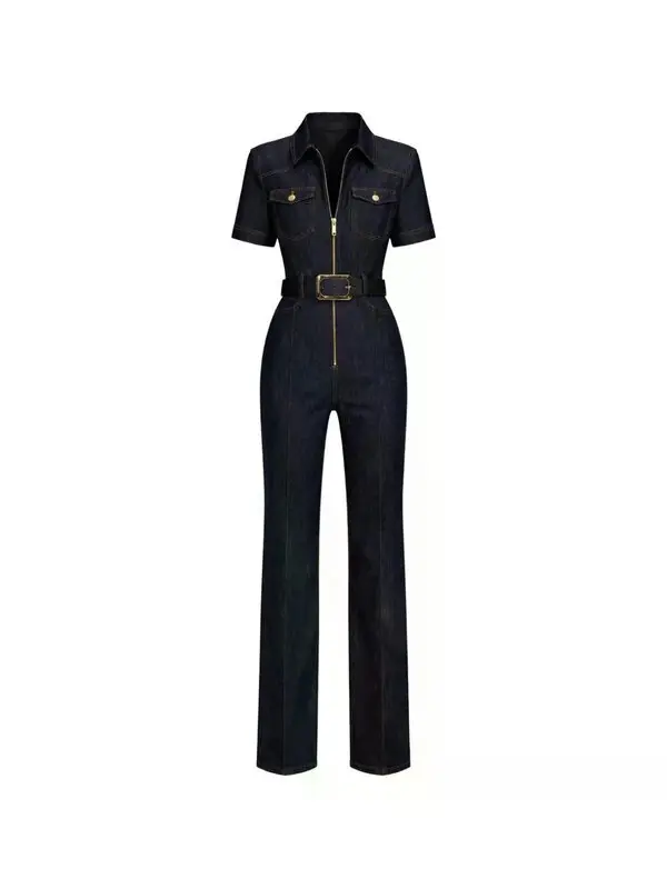 SELF-PORTRAIT Belted Jumpsuit - Blue