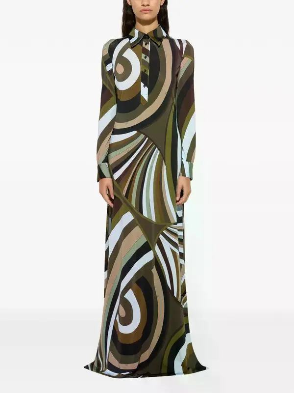 Emilio Pucci Iride-print Chemisier Dress - Green