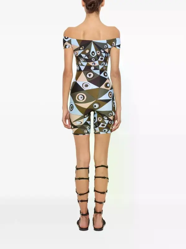 Emilio Pucci Occhi-print Off-the-shoulder Fitted Jumpsuit