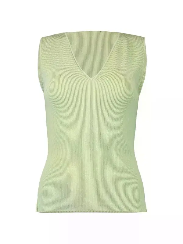 Victoria Beckham Ribbed V-neck Top - Green