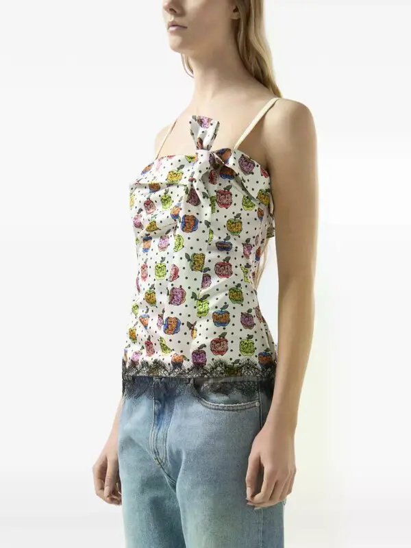 Gcds Apple-print Bandeau Top