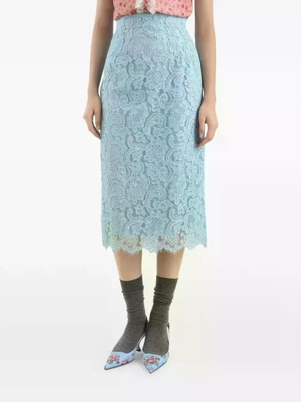 Dolce & Gabbana Lace Midi Skirt - Blue