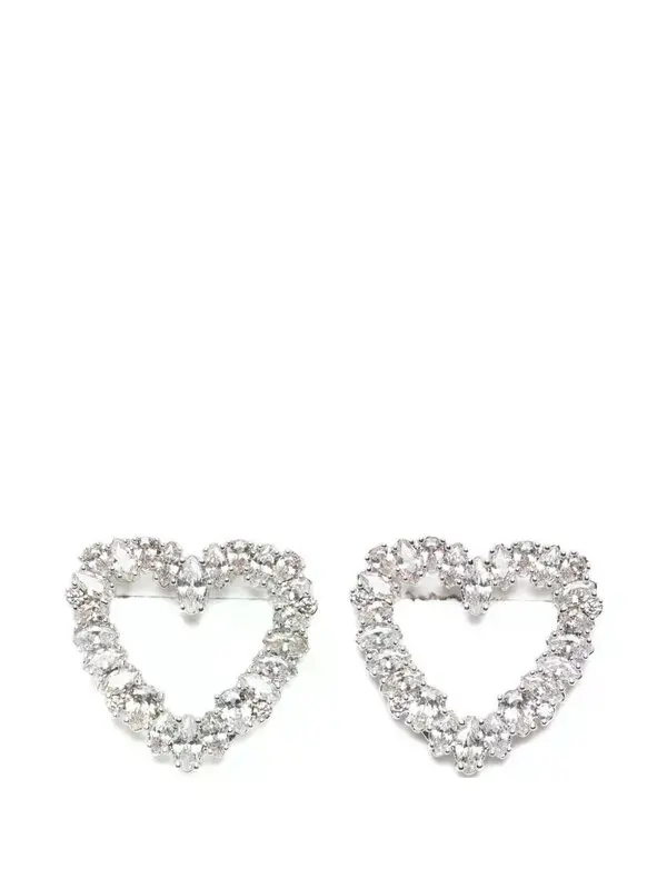 SELF-PORTRAIT Crystal Heart Earrings - Silver