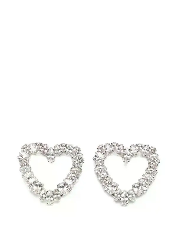 SELF-PORTRAIT Crystal Heart Earrings - Silver
