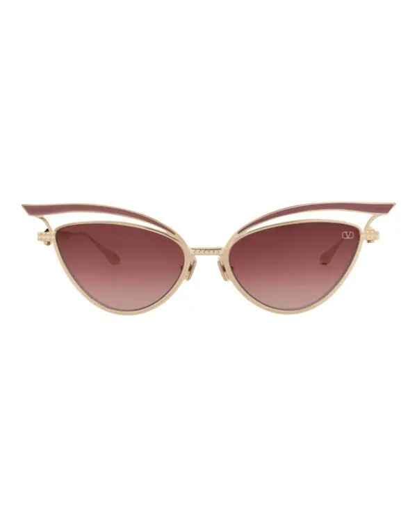Valentino Garavani Cat Eye Titanium Frame Sunglasses - Gold Gold Rose (vls/118c/55)