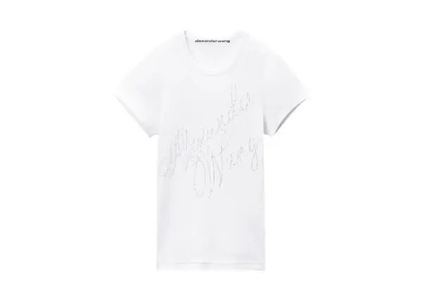 Alexander Wang Fitted Hotfix Cursive T-shirt - White