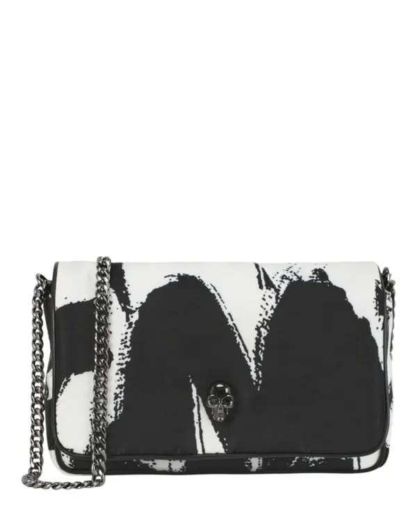 Alexander McQueen Small Graffiti Skull Shoulder Bag - Black White