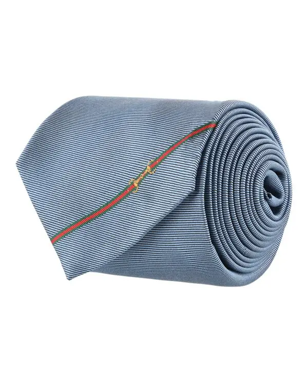Gucci Horsebit Silk Jacquard Neck Tie - Sky Blue