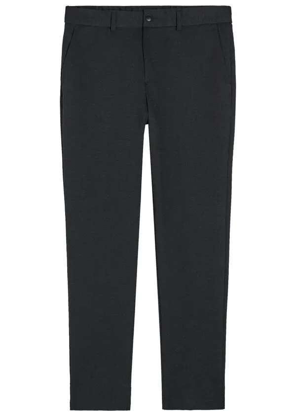 BOSS Tapered-leg Piqué Jersey Trousers - Navy