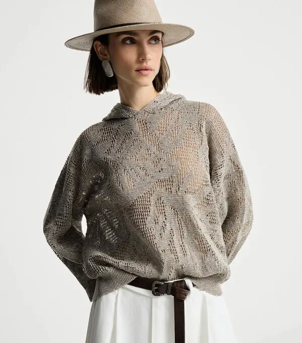 Brunello Cucinelli Sequin Detailed Hoodie - Brown