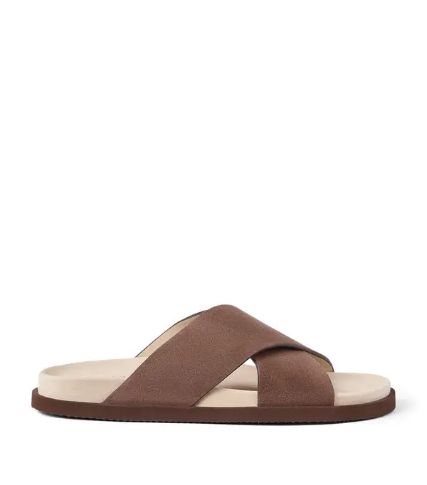 Brunello Cucinelli Suede Crossover Sandals - Brown