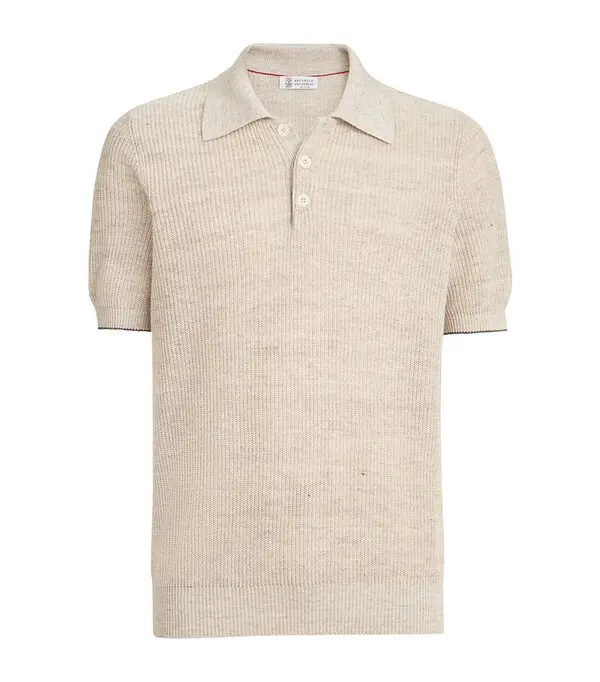 Brunello Cucinelli Linen-cotton Knitted Polo Sweater