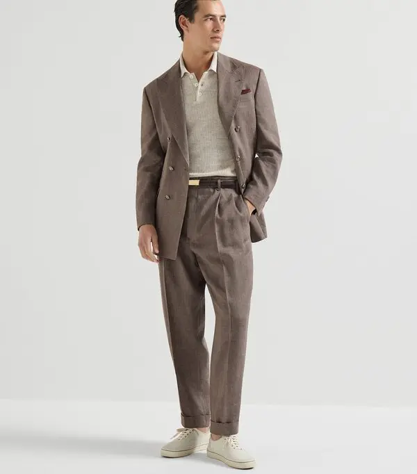 Brunello Cucinelli Linen-cotton Knitted Polo Sweater