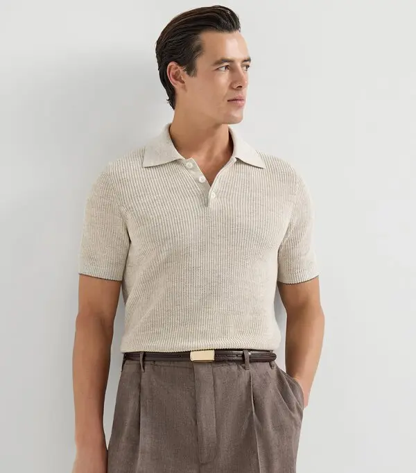 Brunello Cucinelli Linen-cotton Knitted Polo Sweater