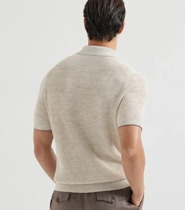 Brunello Cucinelli Linen-cotton Knitted Polo Sweater