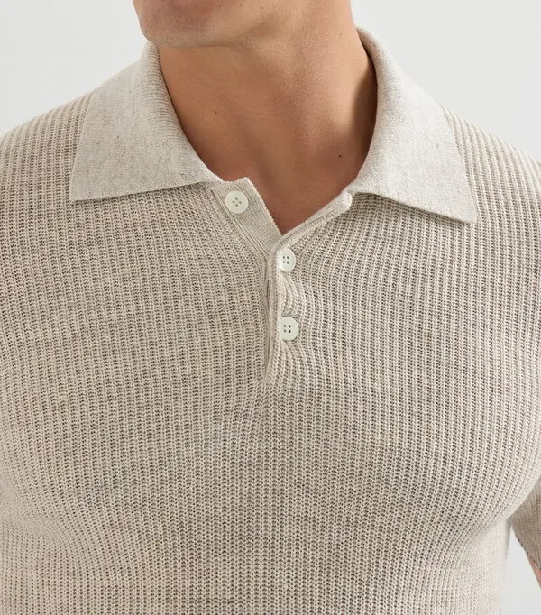 Brunello Cucinelli Linen-cotton Knitted Polo Sweater