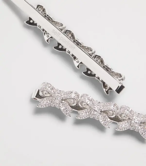 SELF-PORTRAIT Crystal-embellished Bow Hair Slides