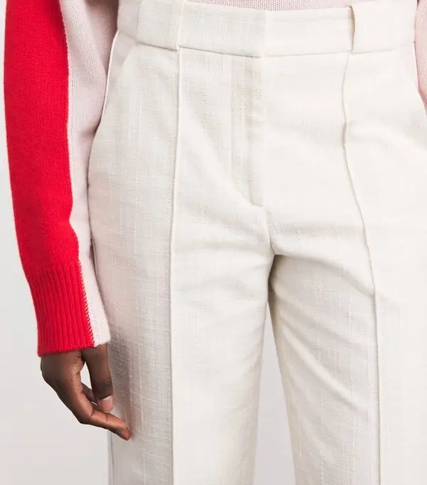ME+EM Cotton-blend Textured Cropped Trousers